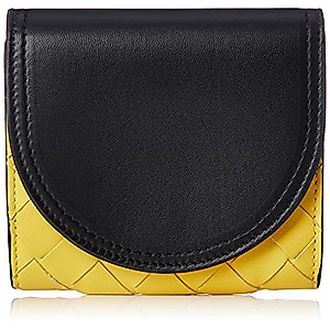Bottega Veneta 577841 VCCK2 Bifold Wallet, Nero/Yell/Yellsilver