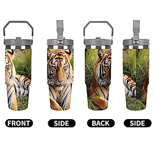 SYJTGDE Large Capacity Car Cup Tiger Laying On The Grass Fashionable Upgrade Car Cup Advanced And Beautiful Travel Cup