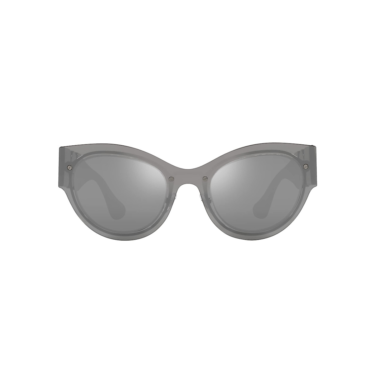 Versace Woman Sunglasses Transparent Grey Mirror Silver Frame, Light Grey Mirror Silver Lenses, 53MM