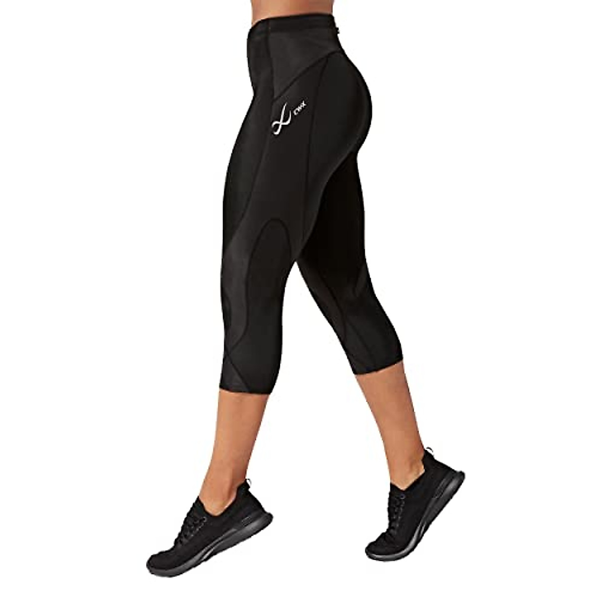 CW-X Women's Mid Rise 3/4 Capri Stabilyx Compression Legging Tights, Black, Small