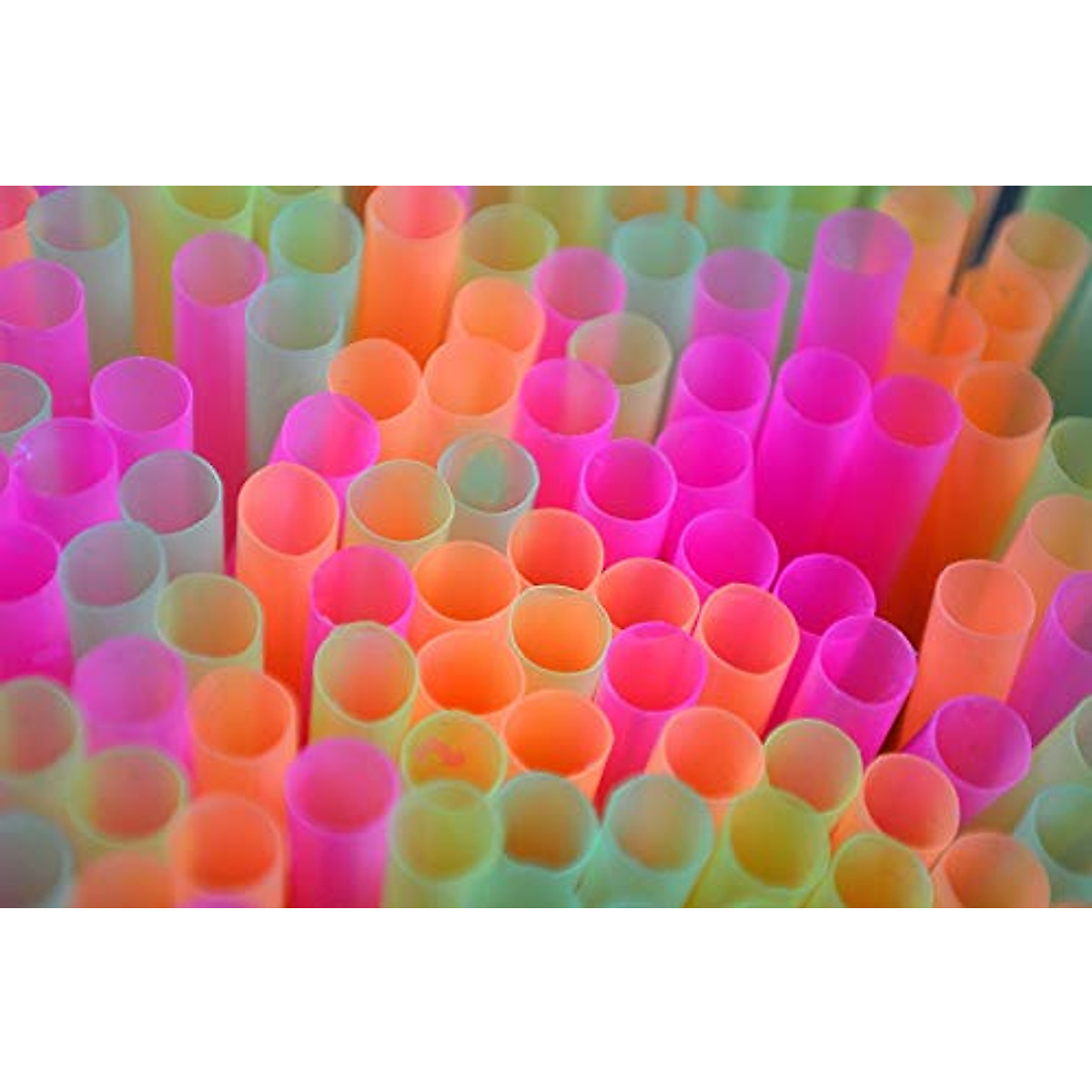 ALINK 500-PCS Neon Colored Flexible Drinking Straws, Plastic Disposable Bendy Straws - 7.75" x 0.23"