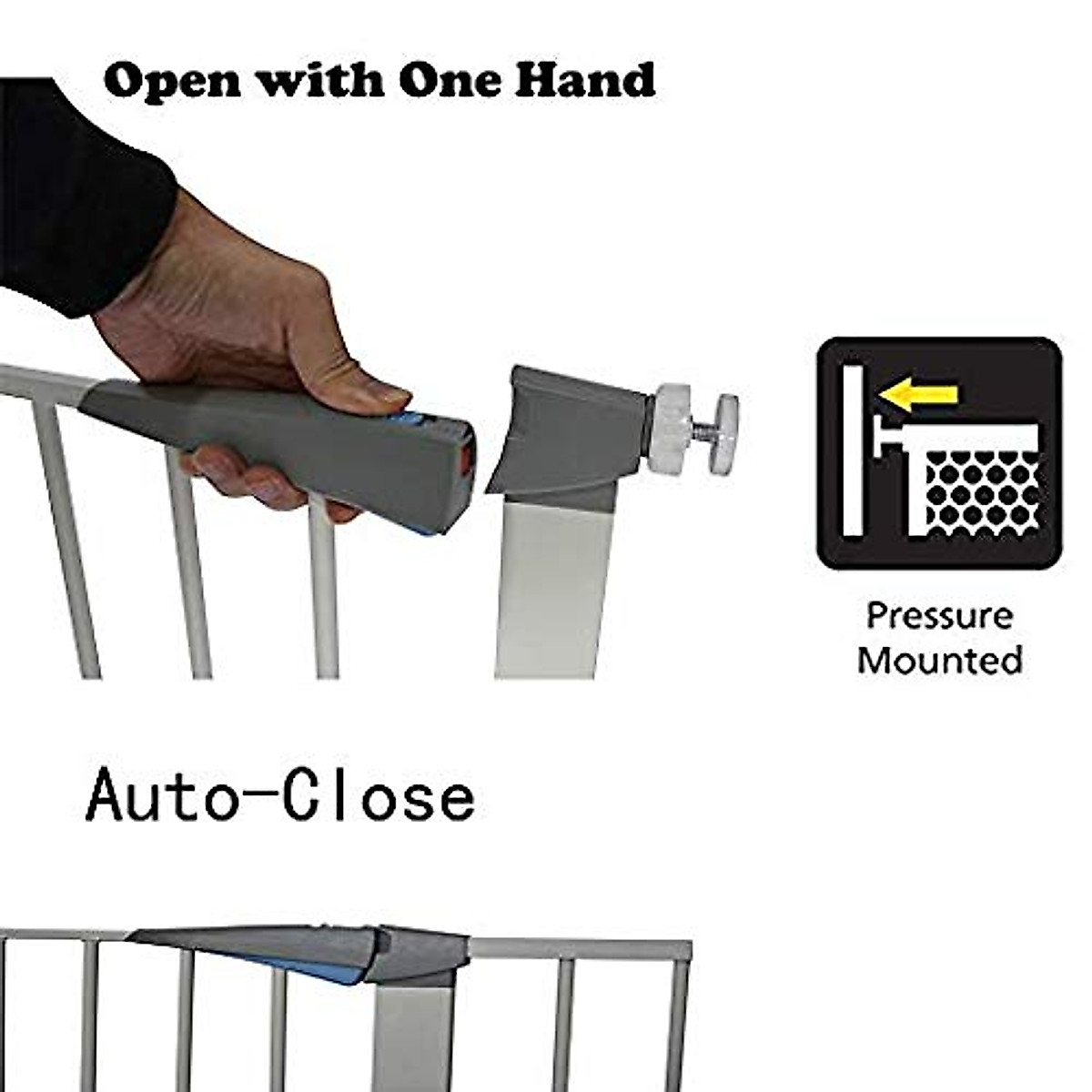 Walk Thru Baby Gate,Auto-Close Safety Pet Gate Metal Expandable Dog Gate with Pressure Mount for Stairs,Doorways,Banister (47" Wide(Include 13.8" Extension, White)