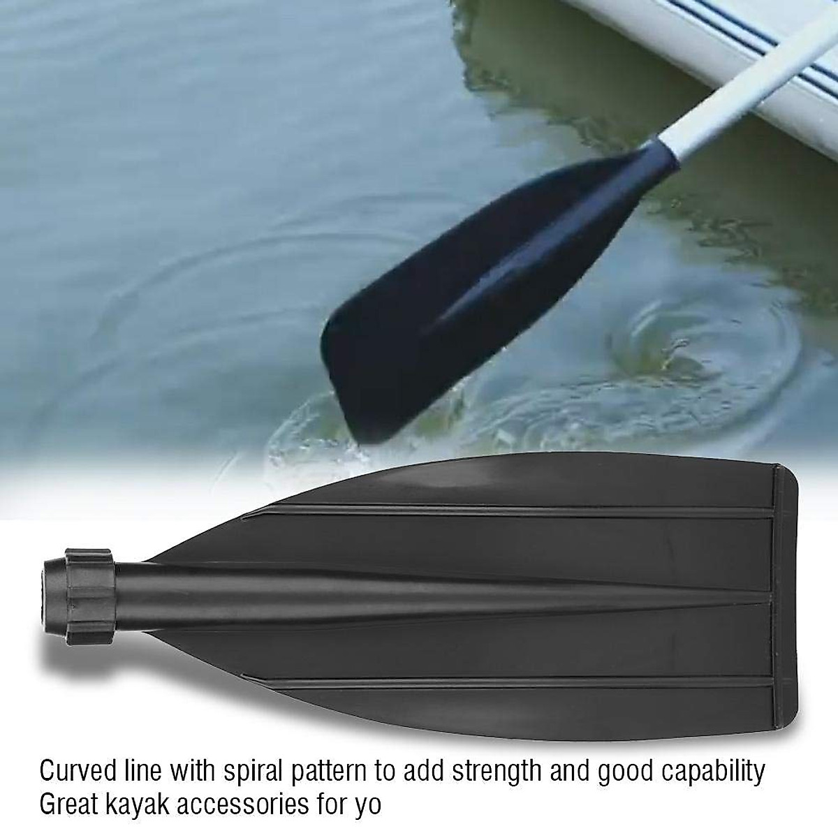 Vbestlife 1 Pair Lightweight Kayak Canoe Boat Paddle Blade Leaf Oar Replacement Accessories with Screw Black