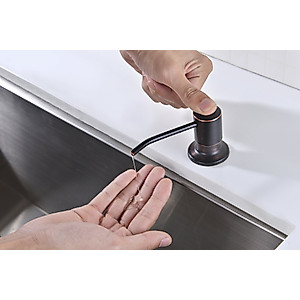 UEKPOE Modern Stainless Steel Oil Rubbed Bronze Soap Dispenser for Kitchen Sink Built in Design Hand Soap Dispenser with Large 17 oz Bottle