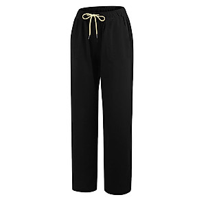 Capri Jean Plus Size Women's Scrub Pants Womens Cotton Pants Summer Boho Pants Women Womens Lightweight Pants for Summer fold Over Yoga Pant Womens Jean Capris for Summer A-Black