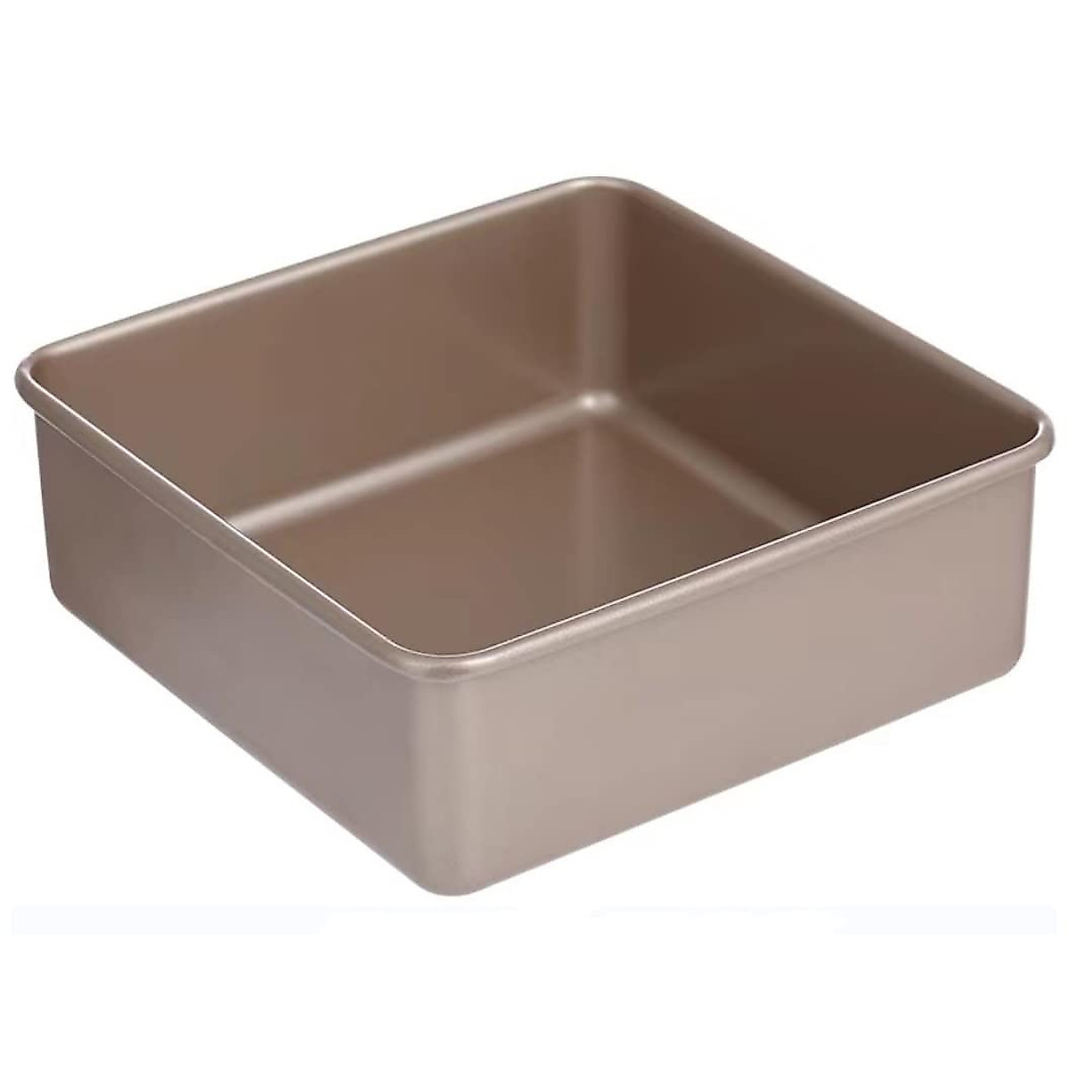 Ksdhotware 8'' x 3'' Deep Square Cake Pan Baking Mold Non-stick Coating Heavy Duty Brownie Bread Tray (Champagne Gold) (Square)