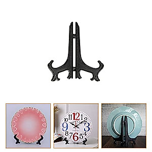 DOITOOL 10pcs Plastic Easel Plate Display Stands Place Card Holder Display Easel Stand for Display Picture Frame Collectibles Desktop Weddings Party Home Decoration Black