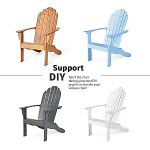 Giantex Adirondack Chair Set of 2 Acacia Wood Outdoor Chairs with 350 lbs Weight Capacity, Lounge Chair Armchair for Yard, Patio, Garden, Poolside, Balcony, Deck Fire Pit Chairs, Natural