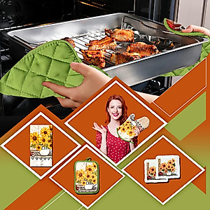 Lobyn Value Packs Decorative and Lightweight Printed Themed Kitchen Linen Towel Sets Perfect for Home Decor (5 Piece, Sunflower)