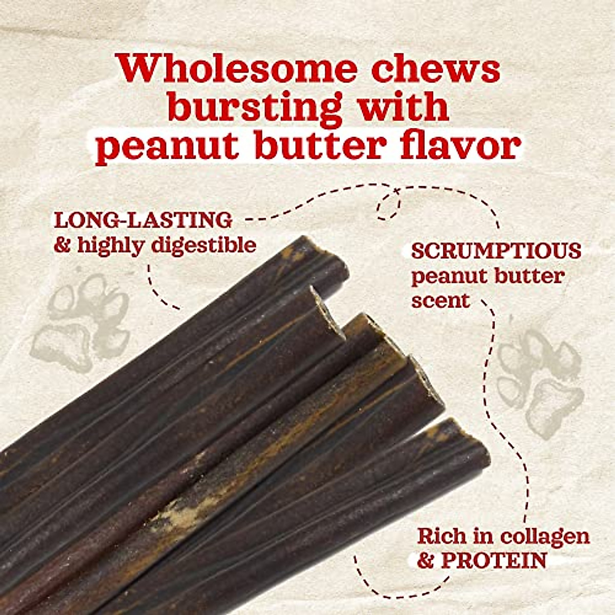 Natural Farm Peanut Butter Flavor Collagen Sticks for Dogs (6 Inch, 5 Pack), Long-Lasting Beef Collagen Chews, Best Rawhide Alternative Chews With Chondroitin & Glucosamine, High-Protein Dental Treats