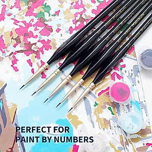 ARTEGRIA Detail Paint Brush Set - 5 Miniature Paint Brushes Size Round 3/0 000 - Fine Tips Ergonomic Handles for Small Scale Models Warhammer 40k Paint by Numbers for Adults - Acrylic Watercolor Oil