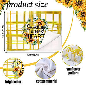 Moukeren 6 Pcs Sunflower Kitchen Dish Towels Set Sunshine Gnomes Hand Towels Polyester Towel Dishcloths for Summer Farmhouse Bathroom Kitchen Supplies, 23.6 x 15.7 Inches