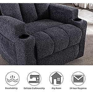ANJ Massage Recliner Chairs with Cup Holders Breathable Fabric Manual Recliners with Heat for Living Room, Modern Reclining Single Sofas (Dark Grey)