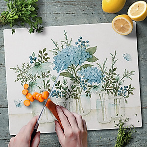 CounterArt Mason Jars & Florals 3mm Heat Tolerant Tempered Glass Cutting Board 15” x 12” Manufactured in the USA Dishwasher Safe