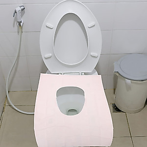 GLEAVI Disposable Toilet Seats Covers: 50pcs Portable Thick WC Pad Toilet Mat for Baby Pregnant Mom Kids Potty Training Airplane Road Trips Camping Public Restrooms Pink