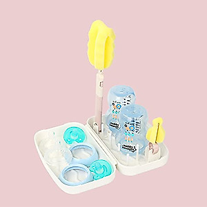 Travel Baby Bottle Drying Rack with Bottle Brushes for Baby Bottles Teats Nipples Cups Pump Parts and Accessories