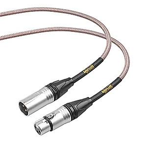 Clef Audio Labs XLR Cable - 1 Foot mic Cord, Male to Female Connections for Microphone and Audio Interface, Gray/Copper Braided Flexible Jacket, Silver Zinc Alloy Shell, Gold Plated 3-Pin Connectors