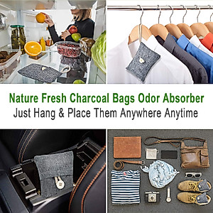 LighSele 15 Pack Charcoal Bags Odor Absorber, Bamboo Charcoal Air Purifying Bag, Nature Fresh Charcoal Air Purifier Bags for Home Shoes Pet Car Closet Fridge, Eco-Friendly & Chemical Free (15x100g)