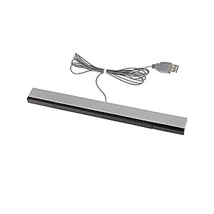 USB Wired Wii Sensor Bar, Replacement Infrared Ray Motion Sensor Bar for Nintendo Wii/ Wii U/ PC -Black & Silver