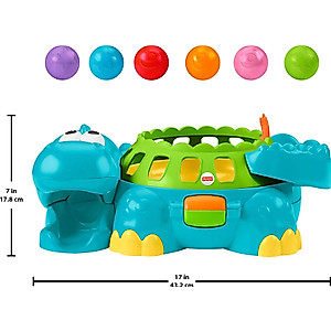 Fisher-Price Baby Crawling Toy, Poppity Pop Musical Dino Ball-Popper with Sounds for Infants Ages 6+ Months, Blue