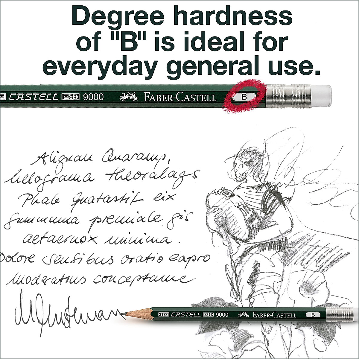 Faber-Castell Perfect Pencil Castell 9000 and 3 Count Pencil Refill - #2 Lead Pencil, Sharpener and Pencil Extender (Pack of 1)