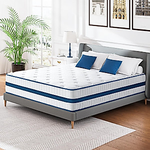 Maxzzz King Mattress, 10 Inch King Size Mattress in A Box Pressure Relief & Supportive, with Gel Memory Foam & Pocket Coils for Motion Isolation & Cool Sleep, Us-Made, Medium Firm Feel