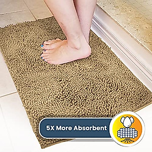 Muddy Mat® AS-SEEN-ON-TV Highly Absorbent Microfiber Door Mat and Pet Rug, Non Slip Thick Washable Area and Bath Mat Soft Chenille for Kitchen Bathroom Bedroom Indoor and Outdoor- Beige Medium 30"X19"