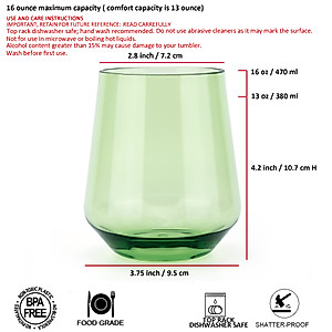 KX-WARE 16-ounce Acrylic Unbreakable Stemless Wine Glasses, set of 6 Multicolor