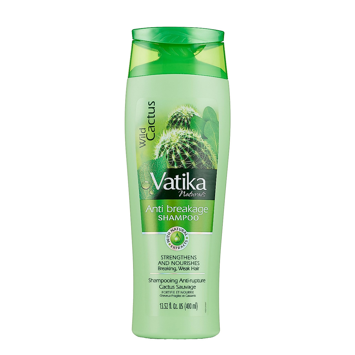 Dabur Vatika Naturals Shampoo for Women - Nourish and Rejuvenate Your Natural Hair - Strengthening & Moisturizing Hair Cleanser for Curly Hair, Damaged Hair, All Hair Types (400ml Bottle Cactus)
