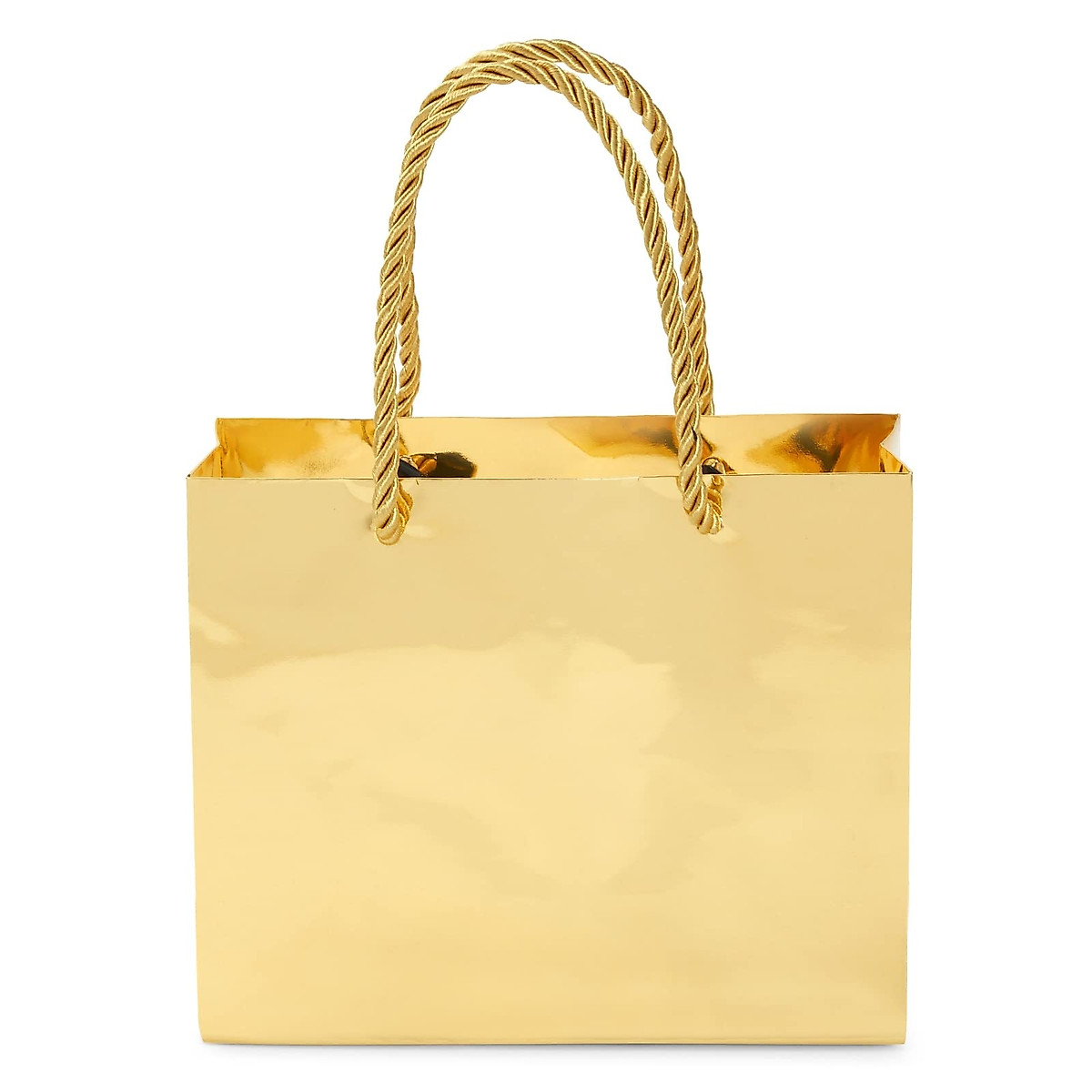 Sparkle and Bash 24 Pack Mini Metallic Rose Gold Gift Bags with Rope Handles, Reusable Paper Gift Bags (6 x 5 x 2.5 In)