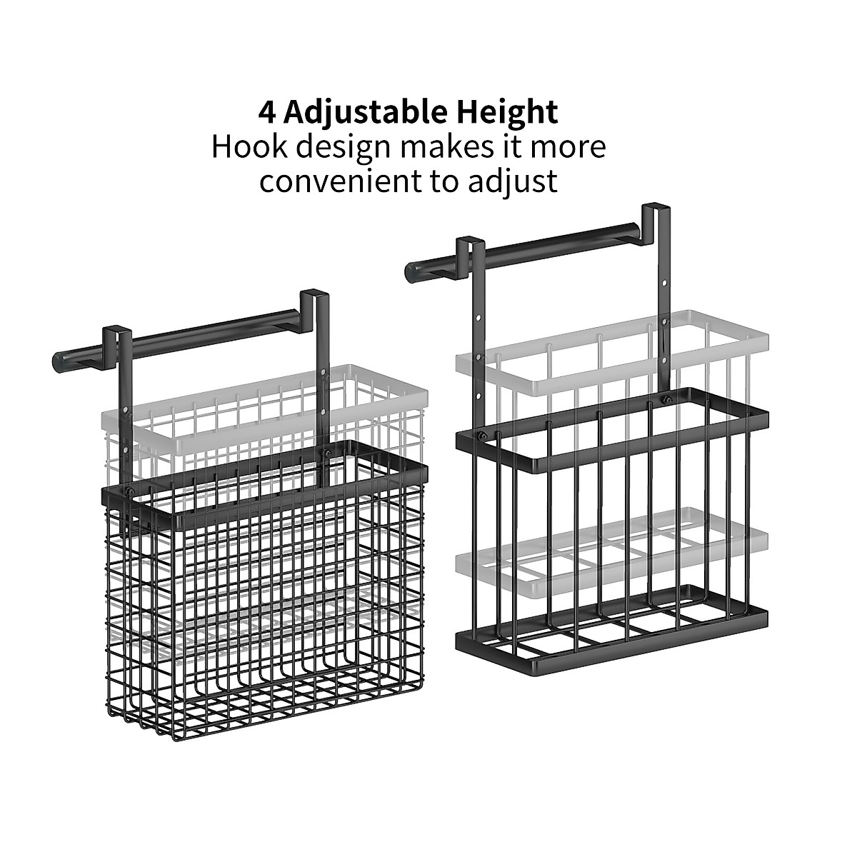 Qflushor Cabinet Door Organizer with Towel Bar, 2 Pack Over The Cabinet Door Organizer, Cutting Board Organizer with Towel Holder Kitchen Cabinet Organizer for Pantry, Baking Sheet, Wrap, Black