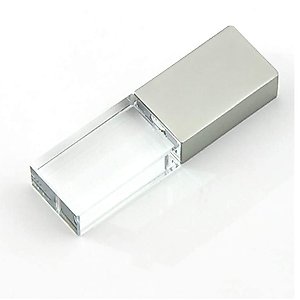32GB USB 2.0 Flash Drive Crystal Blue LED Light Transparent Glass Pen Drive Cute Mini Memory Stick Gift for Boy Girls Kids Adults Thumb Drives Pendrive