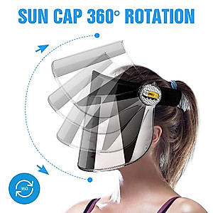 WAYCOM Sun Cap, Sun Visor Hat Silver&White - UV Protection Hat -Premium UPF 50+ Hat for Hiking, Golf, Tennis, Outdoors (Black)