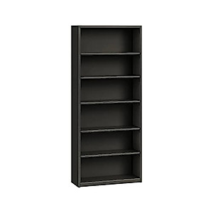 HON S82ABCS Metal Bookcase, Six-Shelf, 34-1/2w x 12-5/8d x 81-1/8h, Charcoal