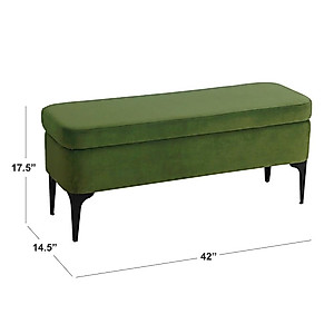 HomePop Upholstered Storage Bench with Metal Leg Home Décor|Bench with Storage for Living Room & Entryway - Green Velvet