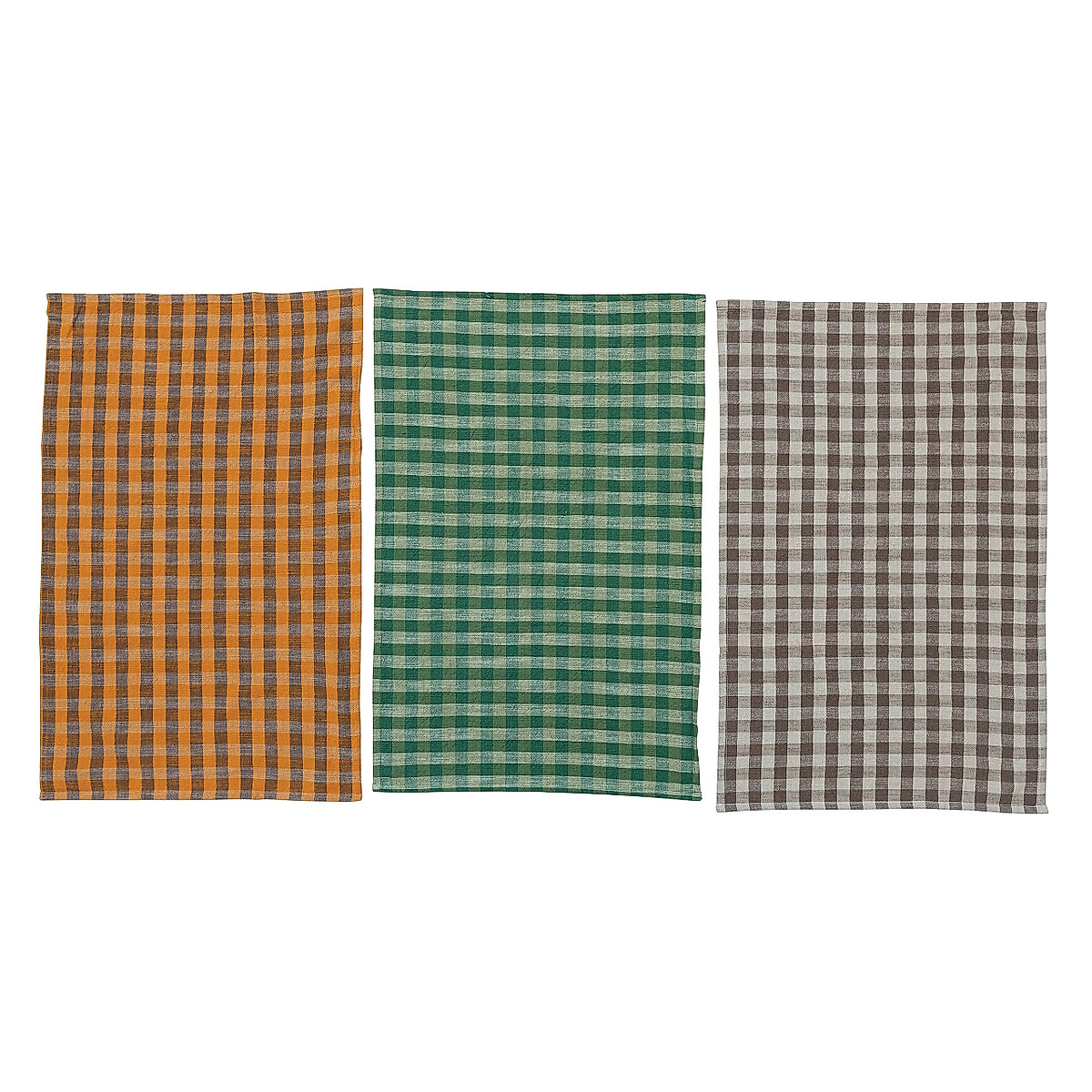 Creative Co-Op Cotton Tea Towel, Plaid, Set of 3 Colors Entertaining Textiles, Multi