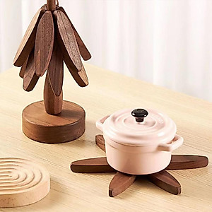 Wooden Tree Coaster, Wood Tree Coaster Set,Tree Coaster, Tree Coaster Stand, Stacking Tree Coaster, Wooden Trivets for Hot Dishes，Tree Shape Trivet Set Coaster for Teapot Hot Pots (Walnut-2PCS)