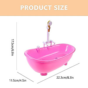 Toyvian Bathtub for Dolls Electric Water Spraying Bathtub Swimming Pool with Sprayer Without Battery Pretend Play Toy for Kids ( Pink )