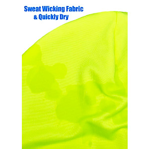 Neon Yellow Skull Beanie Helmet Liner Sweat Wicking Running Hat Cycling Caps Cooling Cap Skullcap Liners Fits Under Motorcycle Helmets for Men and Women