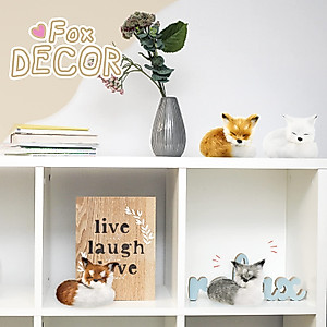 4 Pcs Stuffed Fox Plush Ornament Simulation Furry Fox Decorations Animals Plush Mini Squint Sleeping Plush Static Figures Model for Home Birthday Graduation Favors