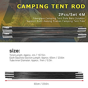 Tihebeyan Tent Pole, Fiberglass Adjustable Replacement Poles Rods Awning Frames Kit