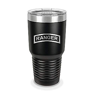 United States Army Rangers 30 oz Laser Engraved Polar Camel Stainless Steel Vacuum Insulated Tumbler w/Clear Lid elite infantry unit spec op - Customizable - Black