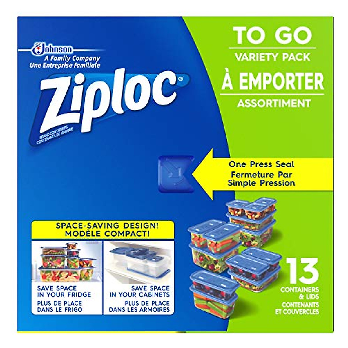 Ziploc 26 Pack To Go Disposable Rectangular Food Containers, 1.18L, Small