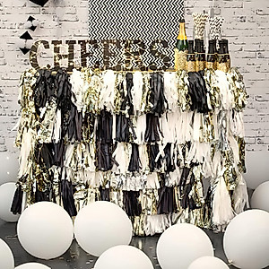 PartyWoo Crepe Paper Streamers 8 Rolls 656ft, Pack of Silver, Black, White and Gold Party Streamers for for Birthday Decorations, Wedding Decorations, Baby Shower (1.8 Inch x 82 Ft/Roll)