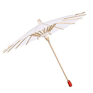 (Pack of 2) Paper Parasol Chinese/Japanese Decorative Umbrella White DIY Painting Decorative Umbrella Wedding Bridal Party Decor Photo Cosplay Prop(20cm / 7.87in)