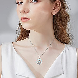 SVODEA Opal Turtle Necklace for Women 925 Sterling Silver Ocean Wave and Cute Sea Turtle Pendant Heart Necklaces Birthday Holiday Beach Jewelry for Women (Style-1)