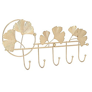 Syuanmuer Wall Coat Rack,Ginkgo Leaf Design Wall Mounted Coat Rack, Heavy Duty Wooden Wall Coat Hanger for Clothes Hat Keys