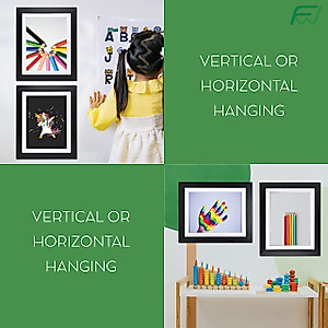 FrameWorks 10” x 12.5” White Wooden Kid Art Frame with Gallery Style Edges, Tempered Glass, and Elastic Straps