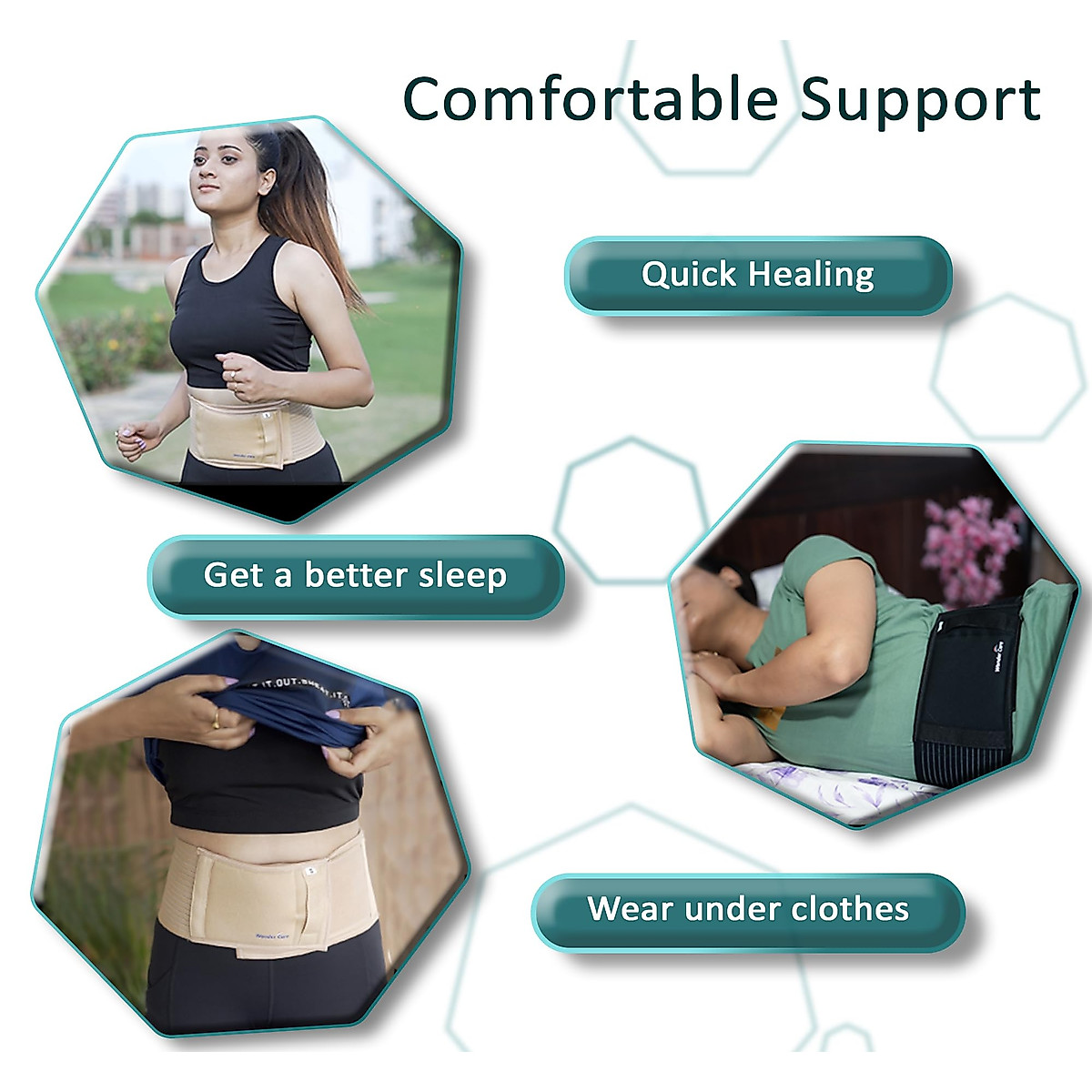 Wonder Care- Umbilical Hernia Support Belt Abdominal Binder for Belly Button Hernias or Navel Hernias, Hernia pain relief Brace (L)…