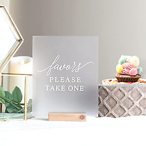 Hanna Roberts Set of 3 Wedding Reception, Ceremony, Party, Table Decoration Signs with Holder | Favors Please Take One | Please Sign Our Guestbook | Cards and Gifts (Frosted, Light Brown)